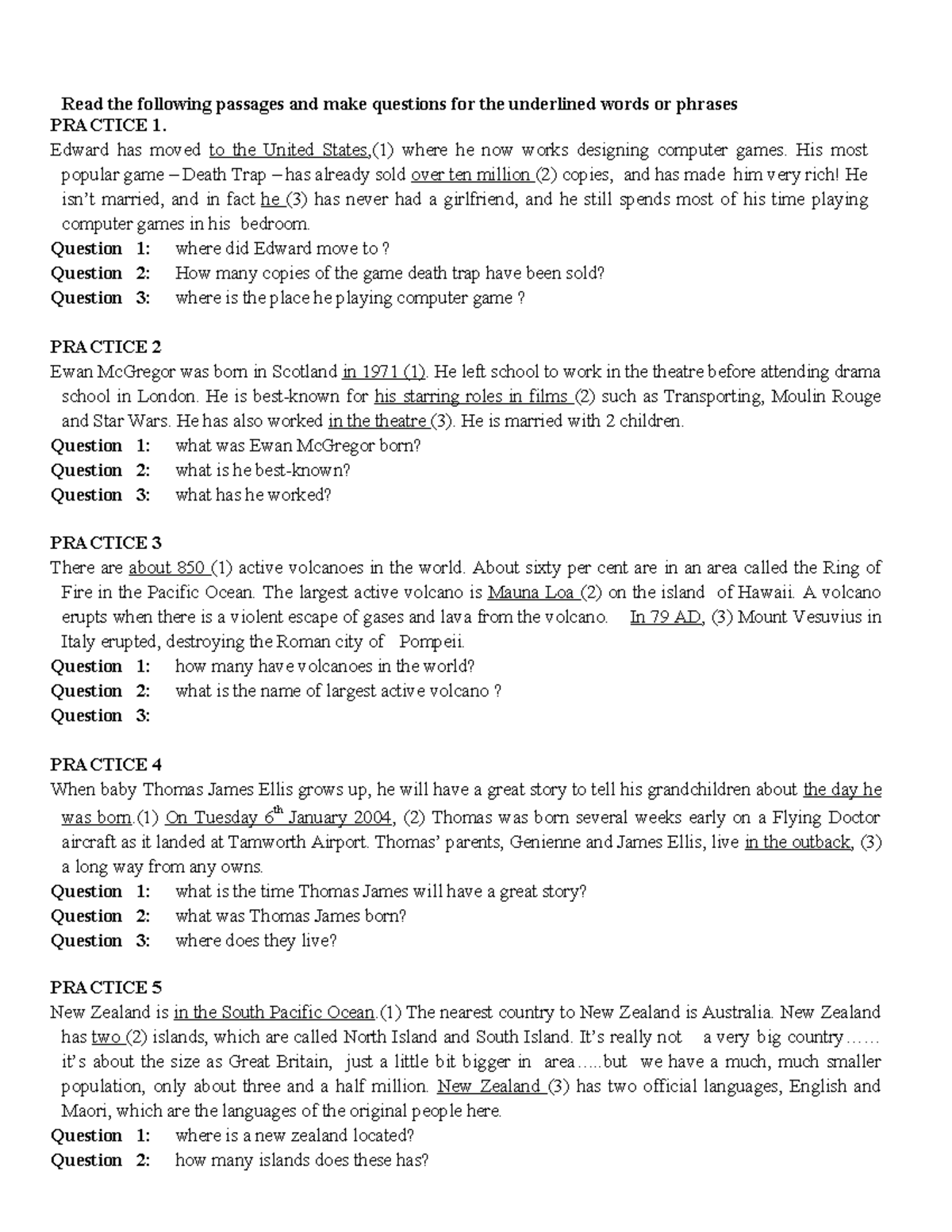 Writing-Practice-2 - Acbs - Read the following passages and make ...