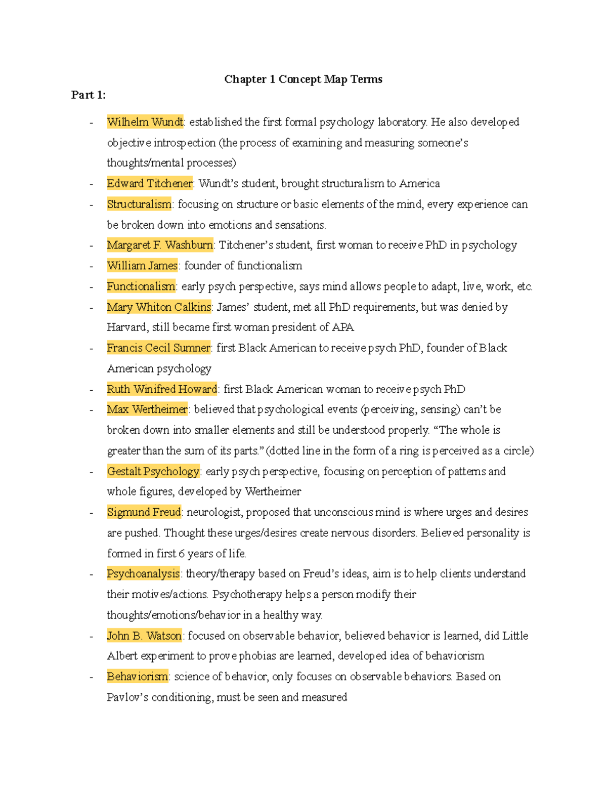 Psychology 101: Chapter 1 Concept Map - Key Theories & Perspectives ...