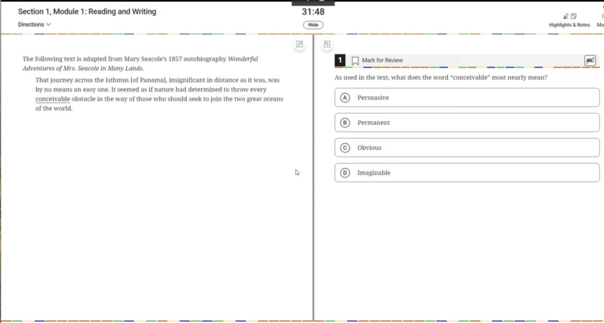 October SAT English: Reading and Writing Section 1, Module 1 - Studocu