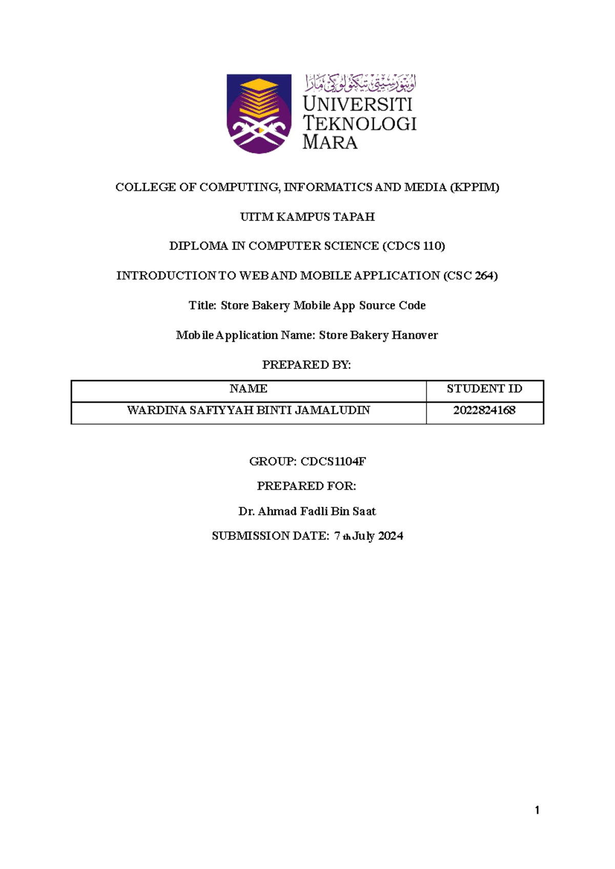 Store Bakery Mobile App Source Code (CSC 264) - Studocu