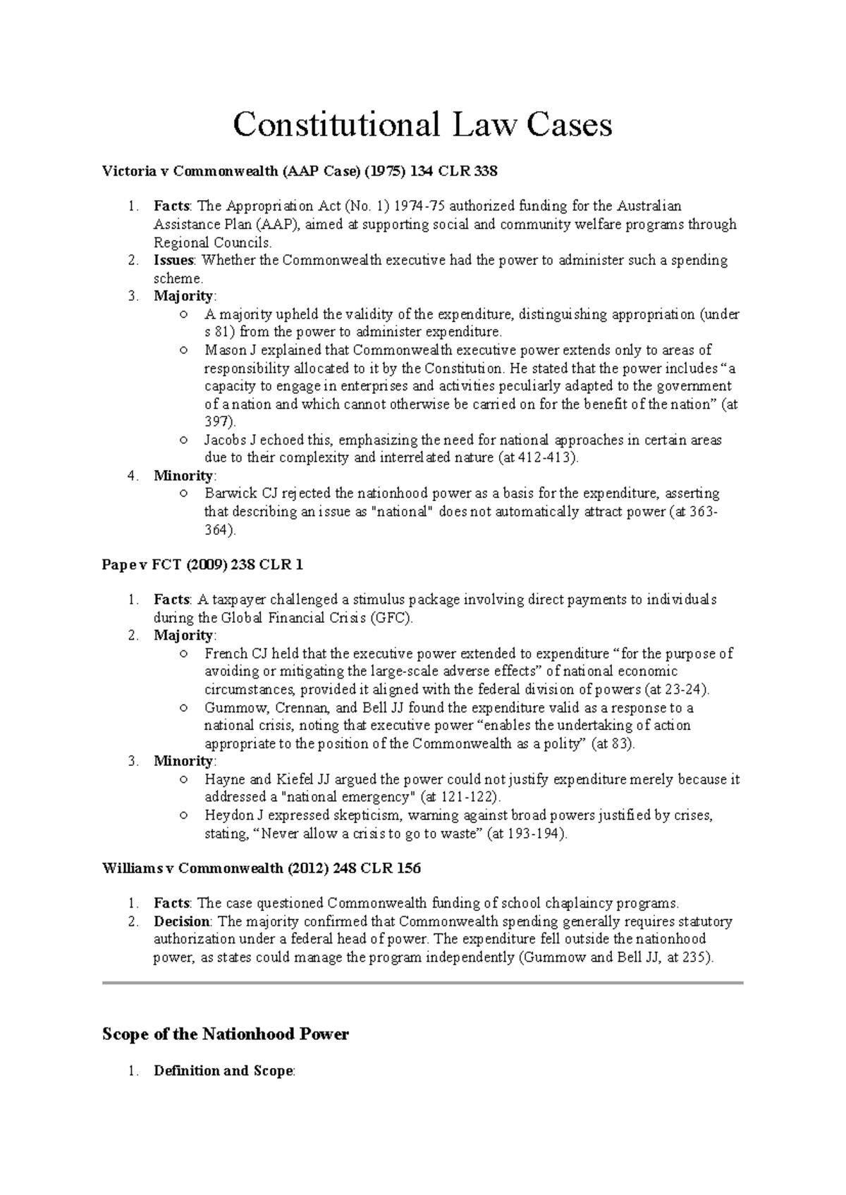 Constitutional Case Notes for Law 101: Key Decisions and Principles ...