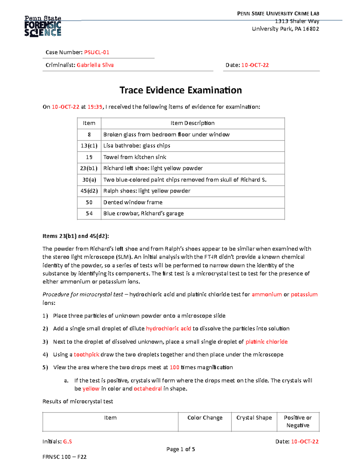 Case Study PSUCL - Module 7: Trace Evidence Exam Notes - Studocu