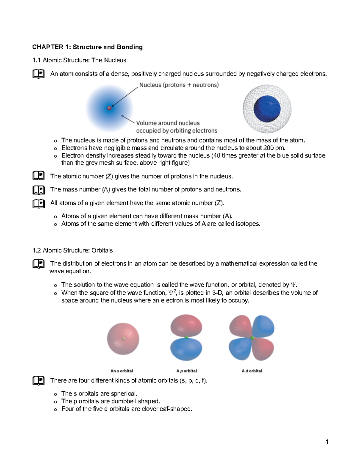 CH 1 Notes: Structure and Bonding Overview for Chemistry 101 - Studocu