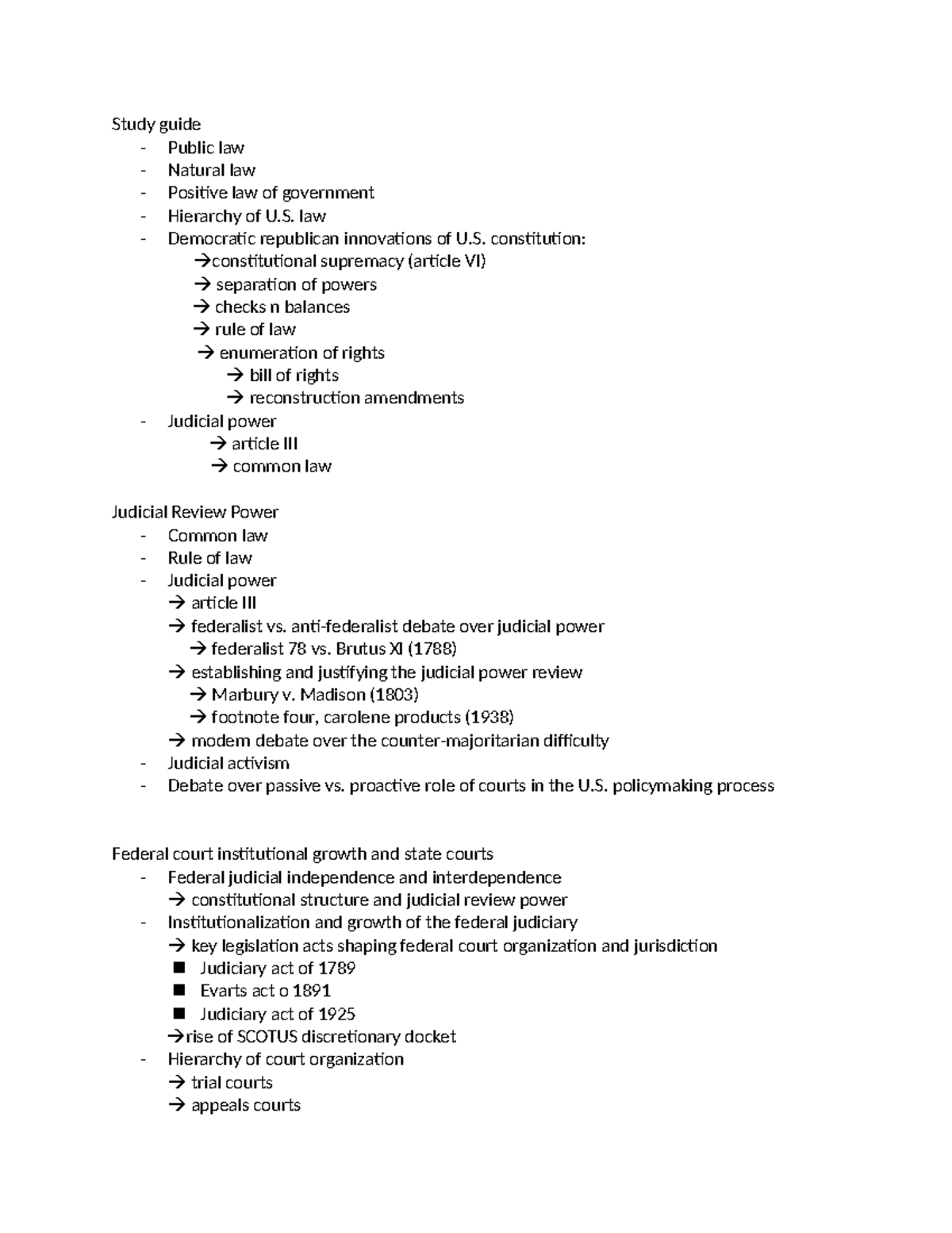 U.S. Law and Judicial Review: Study Guide for Public Law Course - Study ...