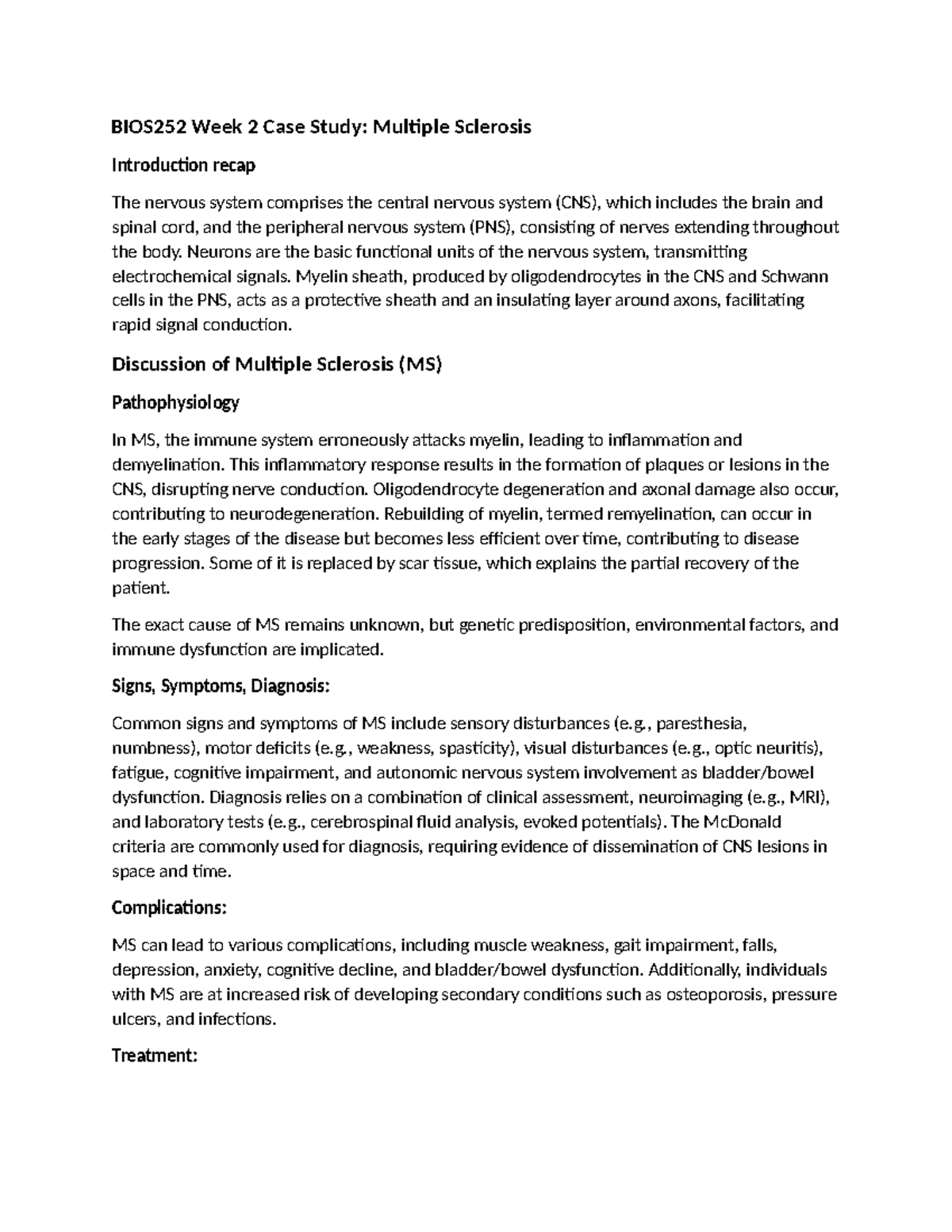 BIOS252 WK2 Case Study - BIOS252 Week 2 Case Study: Multiple Sclerosis Introduction recap The ...