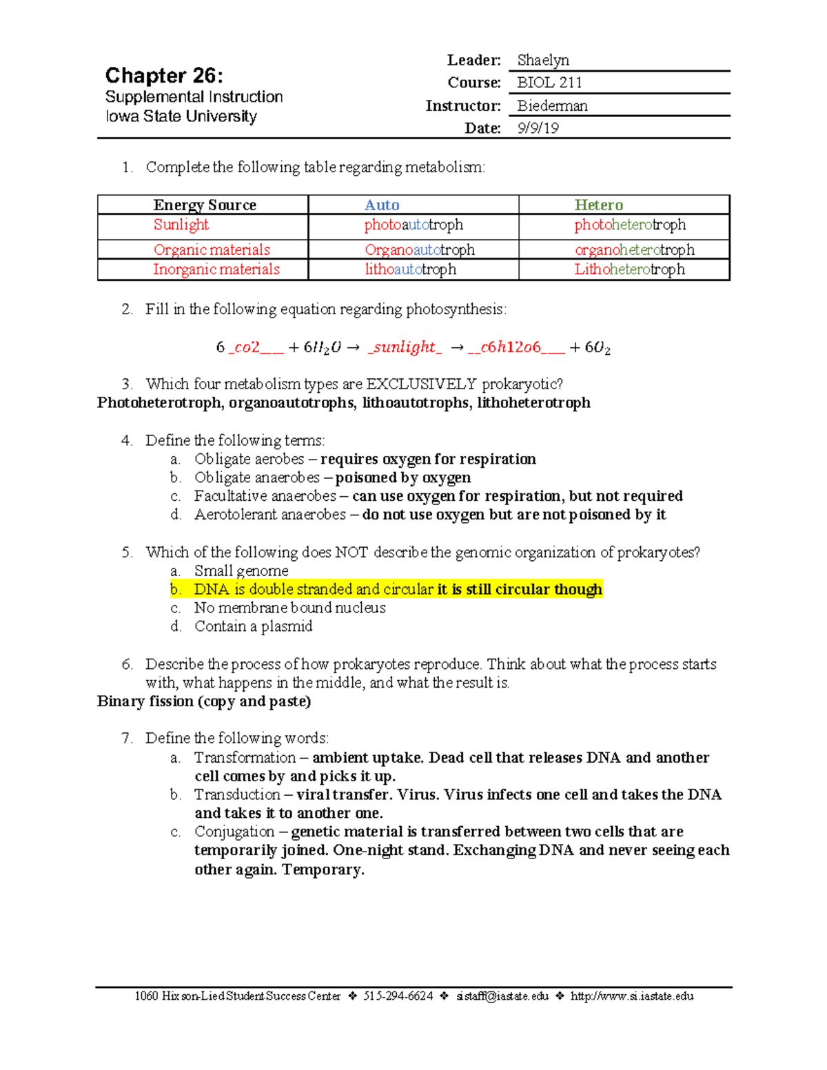 CH 26-27 Exam Practice Notes for BIOL 211 - Studocu