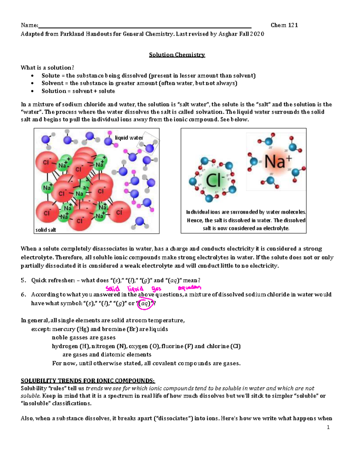 Chem 121: Ch5 Solutions and Solution Stoichiometry Notes - Studocu