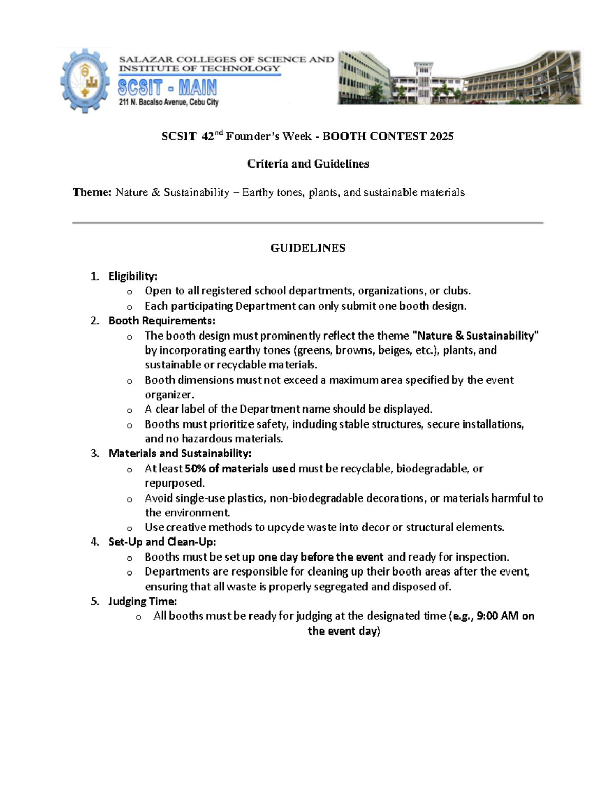 SCSIT 42nd Week Booth Contest 2025: Criteria & Guidelines - Studocu
