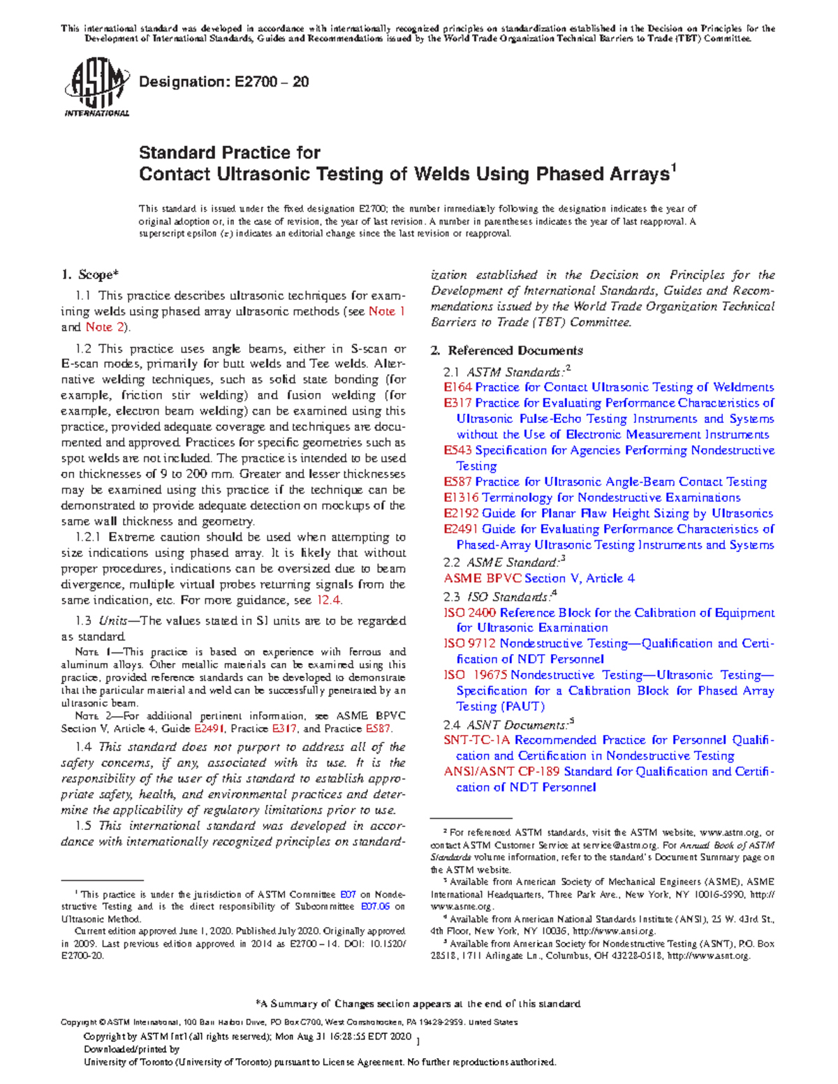 ASTM E-2700 (2020) - Standard Practice for Phased Array Ultrasonic ...