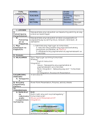 Detailed Lesson Plan: Makabansa 1 - Week 2 (Quarter 4) - Studocu