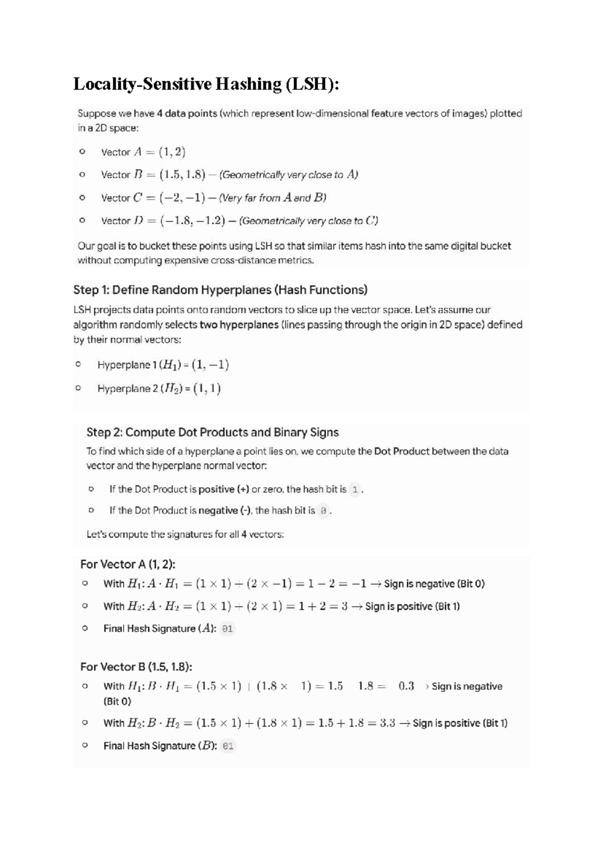 LSH (Locality Sensitive Hashing) - Numerical Example Analysis - Studocu