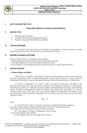 Thermo 1 Module 6 - I. UNIT TITLE/CHAPTER TITLE Introduction to Cycle ...
