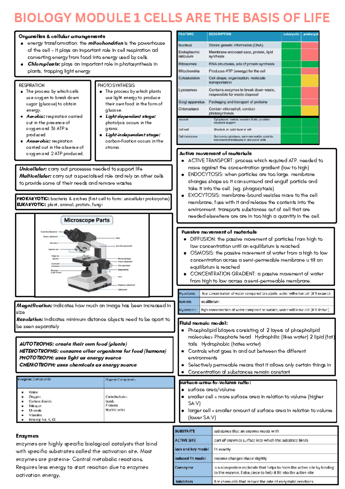 Biology Module 1-3: Cells, Organelles, and Biological Diversity ...