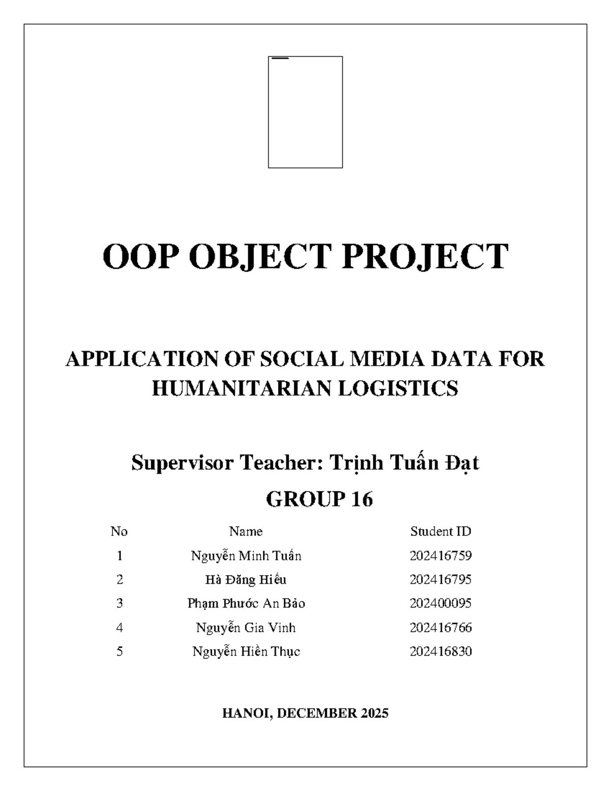 OOP Project: Social Media Data Application for Humanitarian Logistics ...