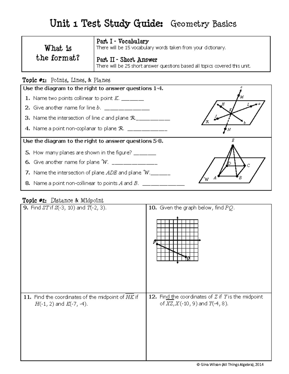 Unit 1 Study Guide: Geometry Basics Test Prep - Studocu