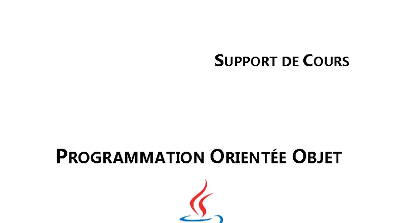 Chapitre 1: Introduction Générale à la POO (Java) - Cours POO 2018 - Studocu