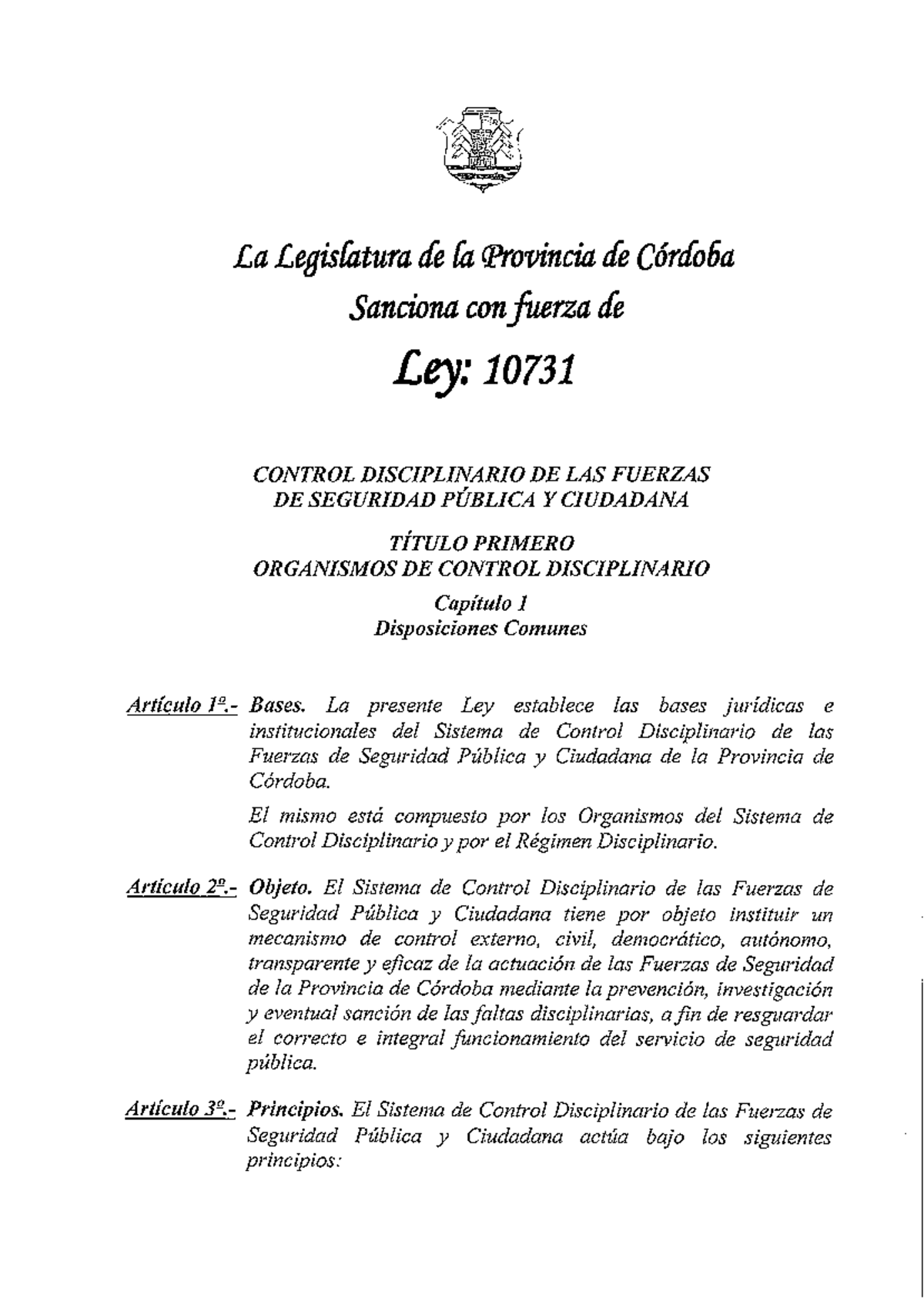 LEY-10.731- Control- Disciplinario-DE-LAS- Fueerzas-DE- Seguridad-PÚ Blica-Y- Ciudadana 23-12 ...