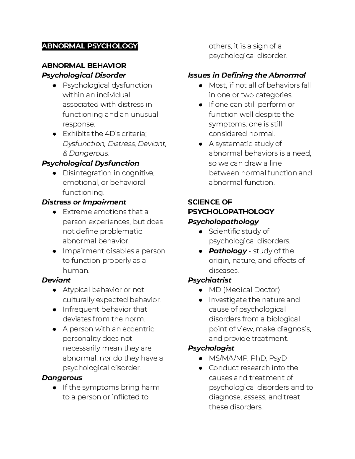Abnormal Psychology (ABN 101): Understanding Psychological Disorders ...