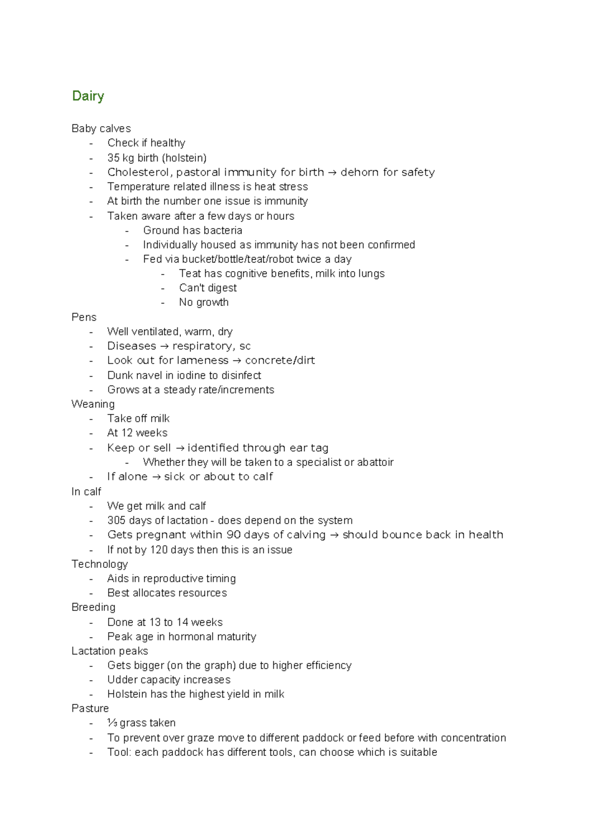 Dairy & Poultry Health Management Prac Notes (Dairy 101) - Studocu