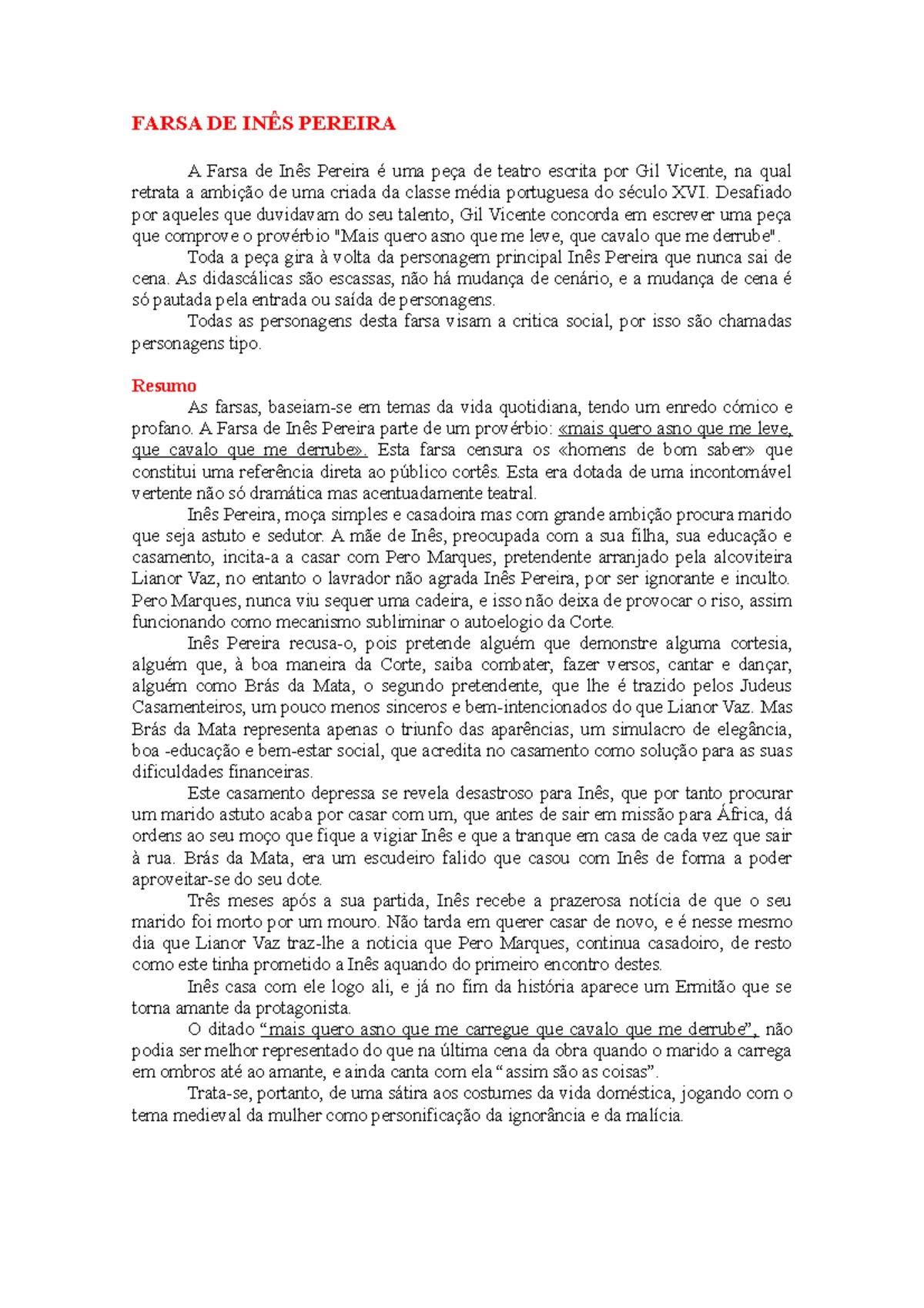 Farsa de Inês Pereira - resumo de todos os episódios - “Farsa de Inês ...