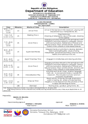 Pamantayan sa Pangkatang Gawain - Kinder lesson plan - Magpili sang ...