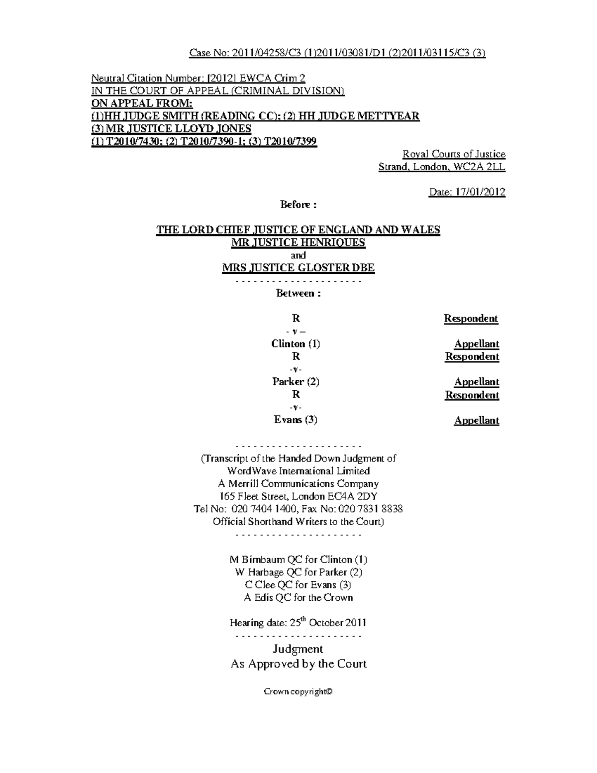 R v Clinton [2012] EWCA Crim 2: Appeal on Loss of Control Defense - Studocu