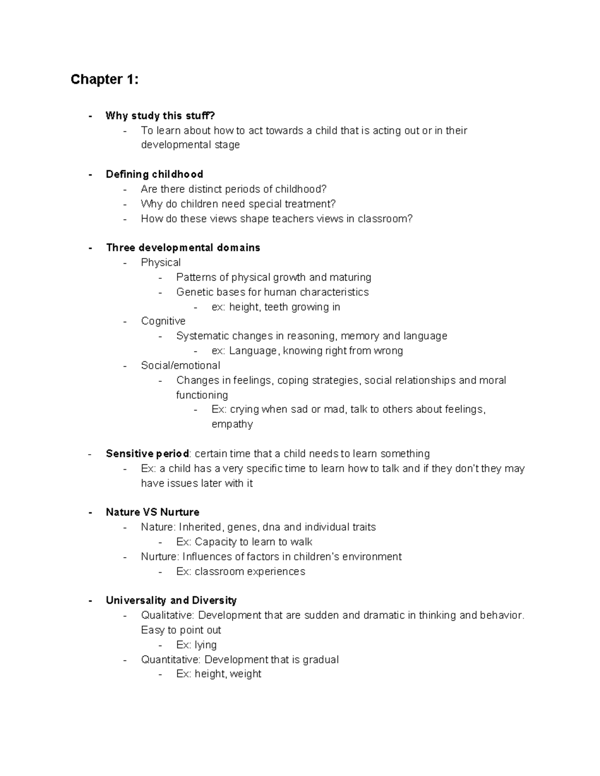 Exam 1 Child Development - Chapter 1: Why study this stuff? To learn ...