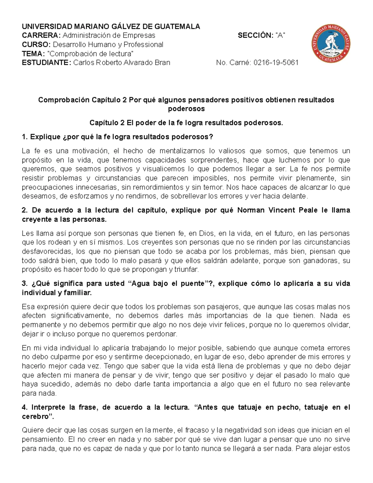 Resumen del Libro: Pensamiento Positivo y Resultados Poderosos - Peale - Studocu