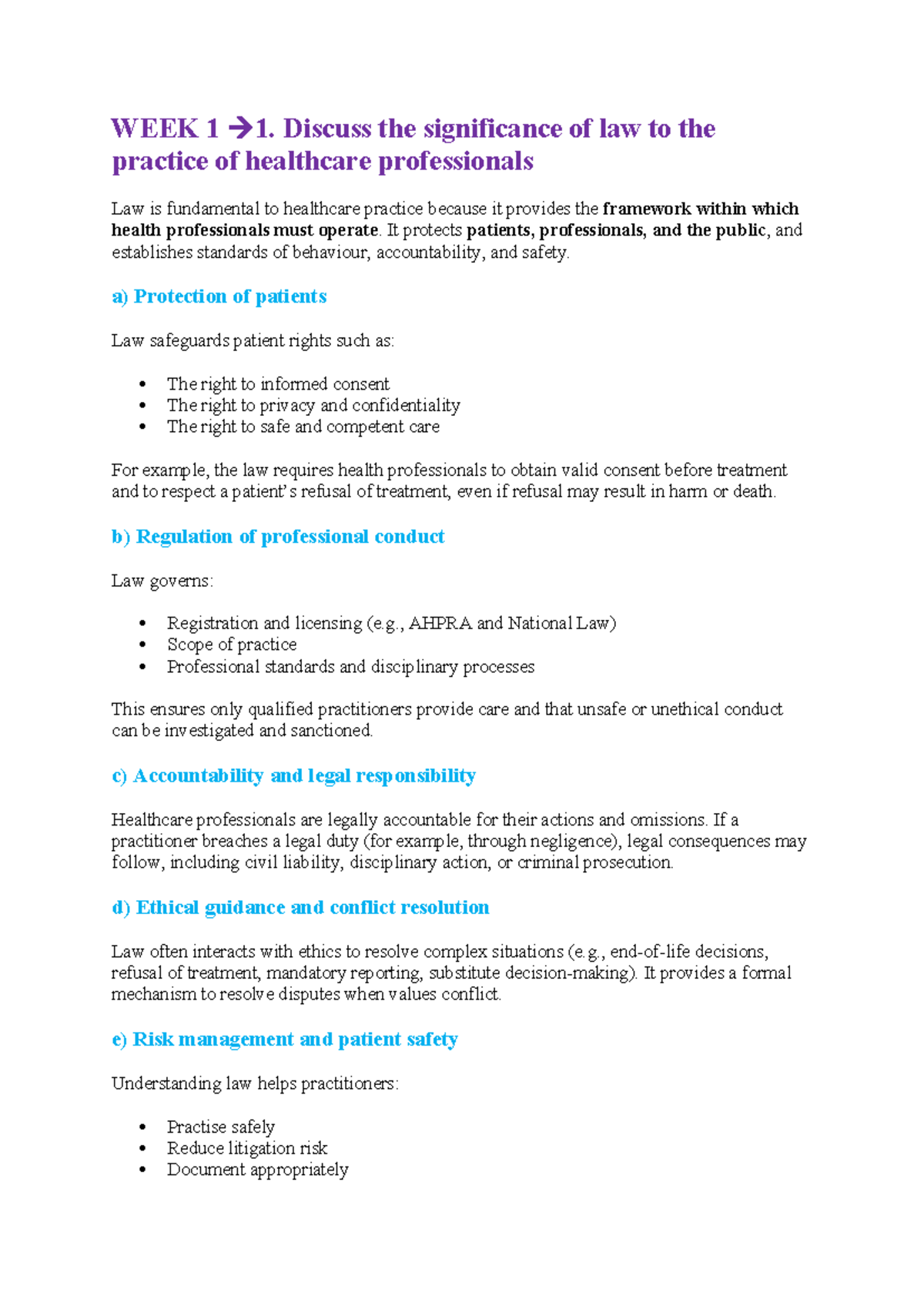 LAW 101: Significance of Law in Healthcare Practice and Legal ...