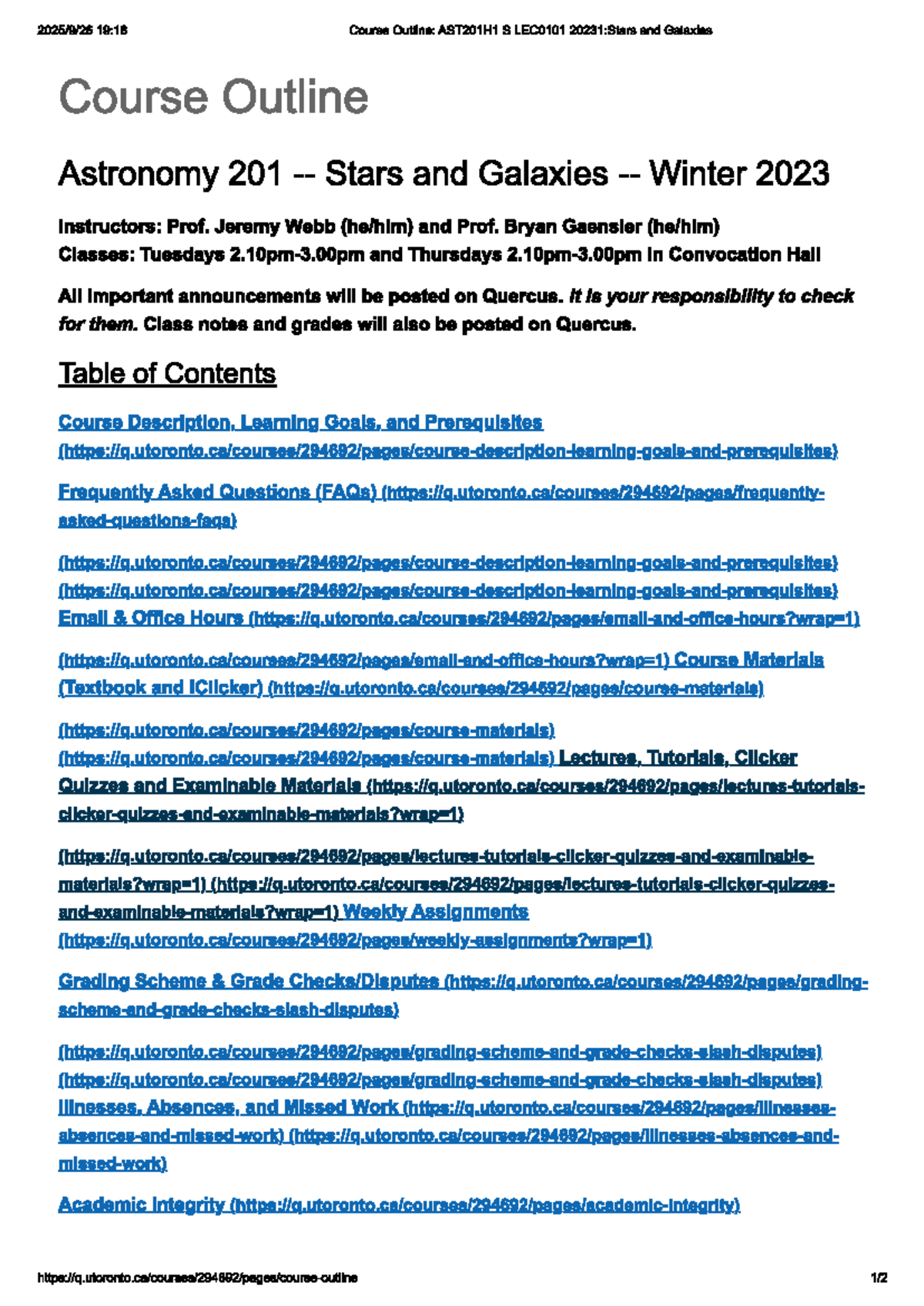 AST201H1 Course Outline: Stars and Galaxies Winter 2023 - Studocu