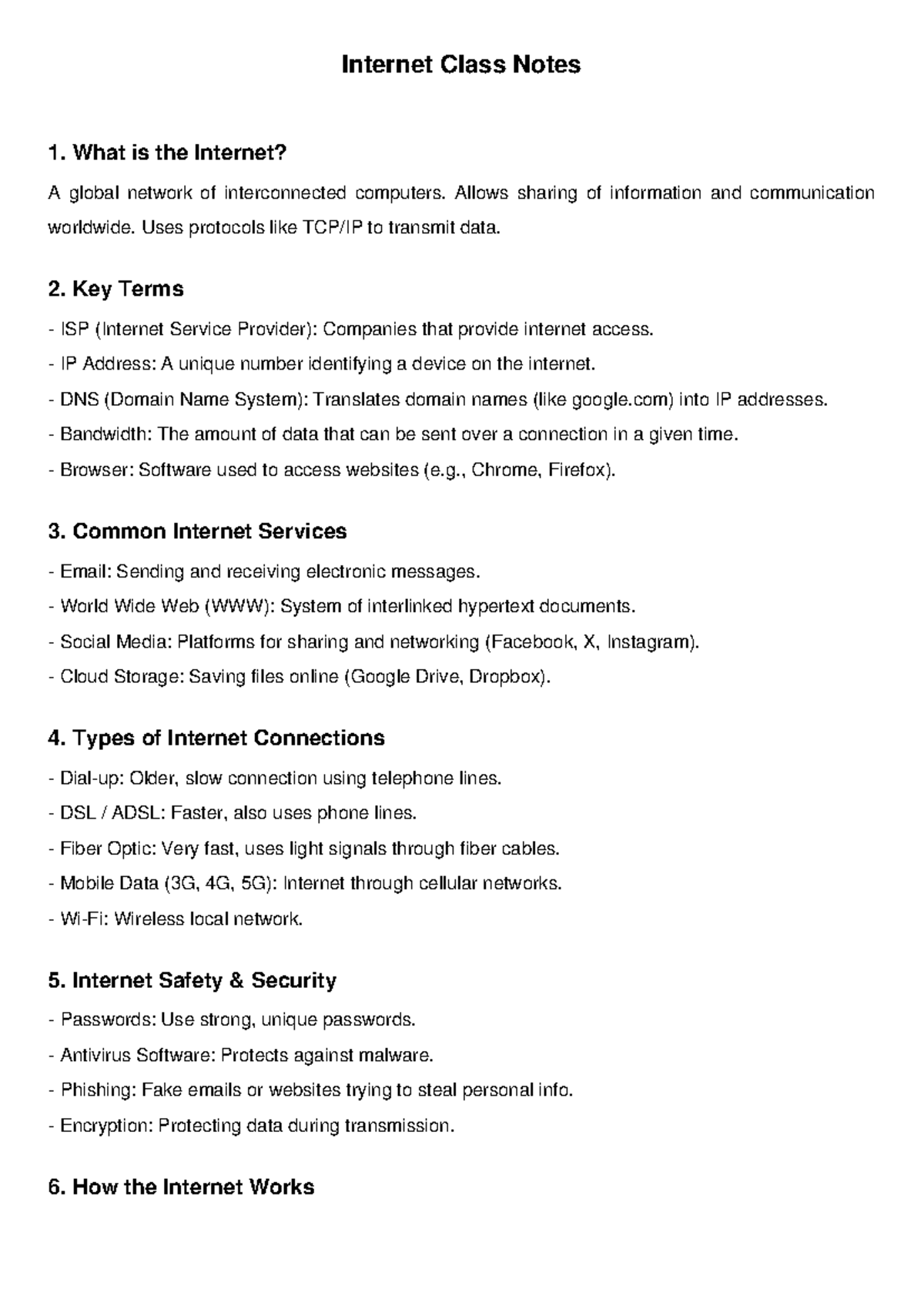 Internet Class Notes: Understanding the Global Network and Its Services ...
