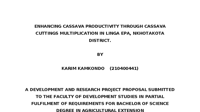 Enhancing Cassava Productivity: A Proposal for Cutting Multiplication ...