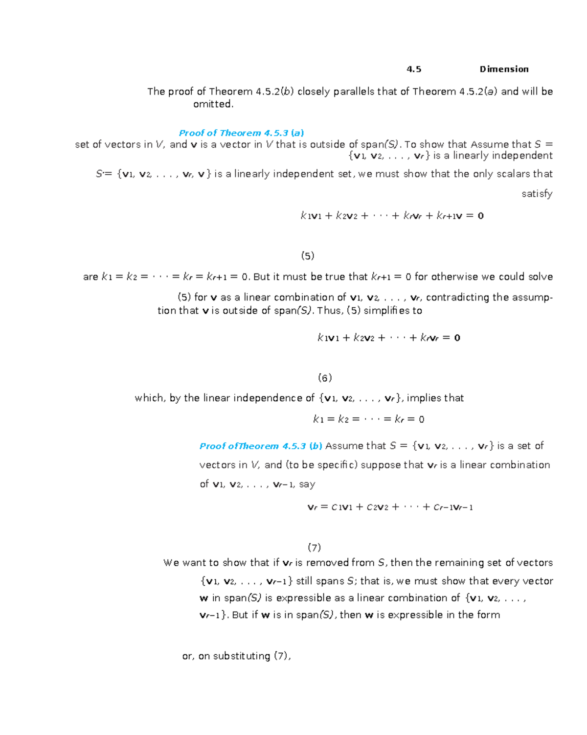 Proofs and Theorems in Linear Algebra (MATH 037) - Chapter 4.5 Insights ...