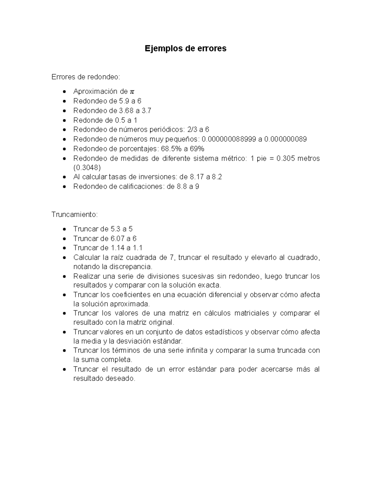 Errores de Redondeo y Truncamiento en Cálculo Matemático - Studocu