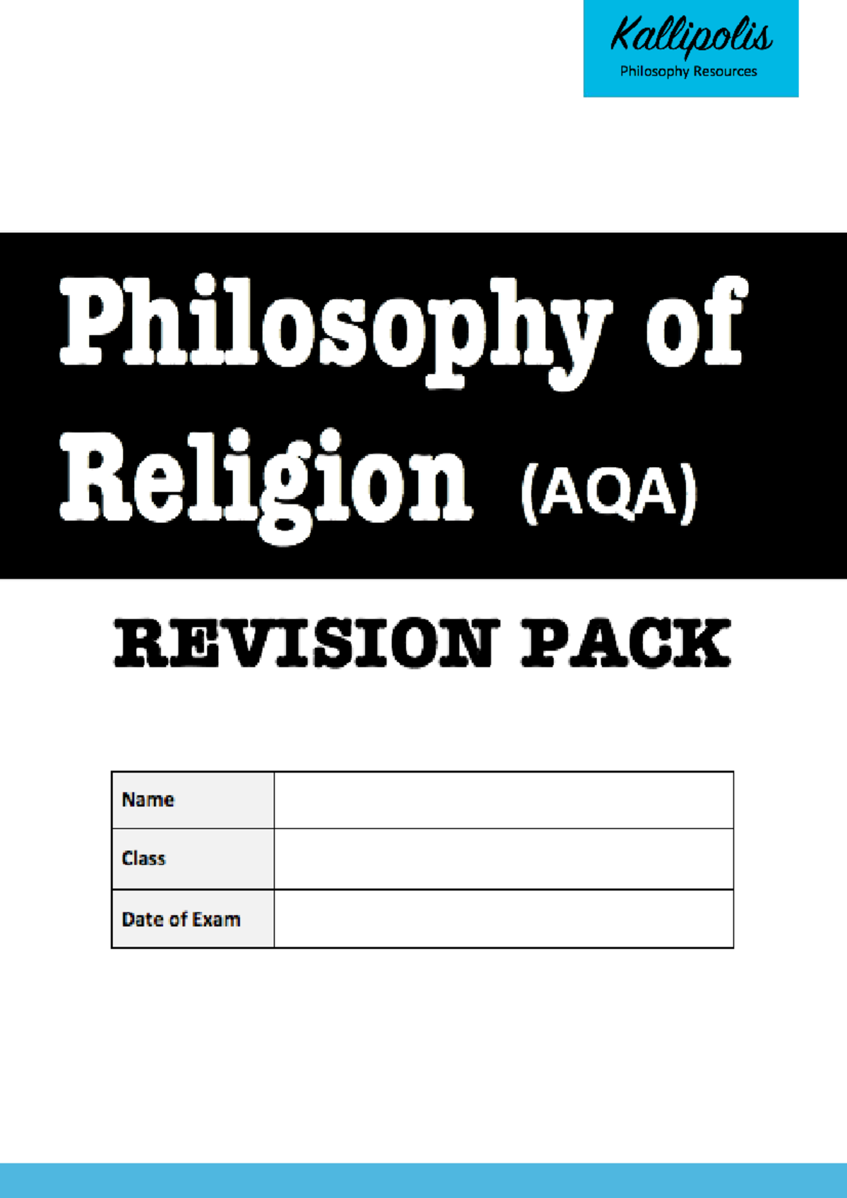 AQA Philosophy of Religion Revision Pack: Key Arguments & Critiques ...