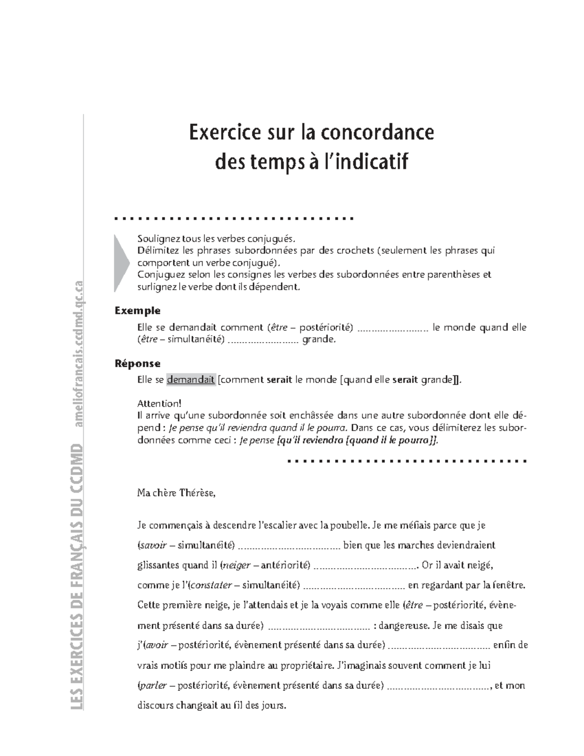 Exercice sur la Concordance des Temps - CCDMD 1699632404-11 - Studocu