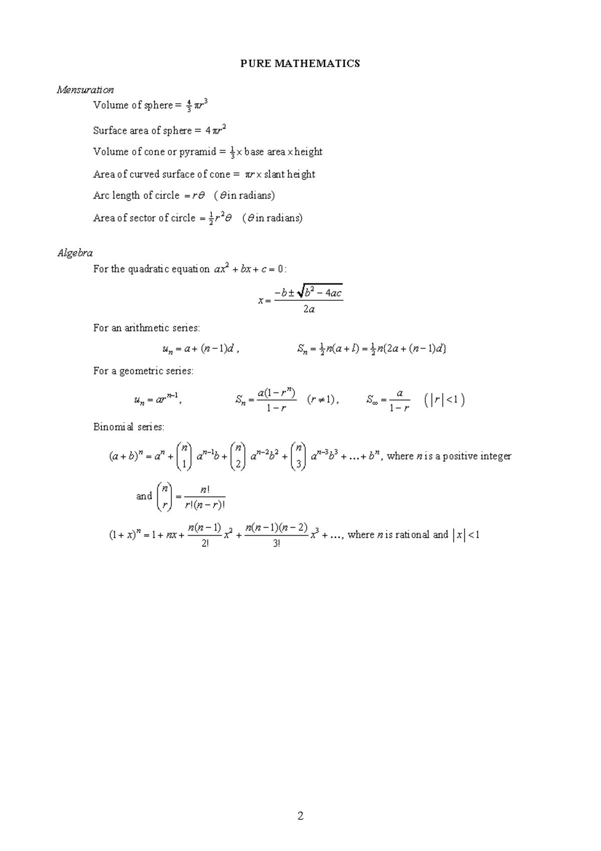 Further Pure Mathematics Notes - A Level 9231 9709 - MF19 2020 - Studocu