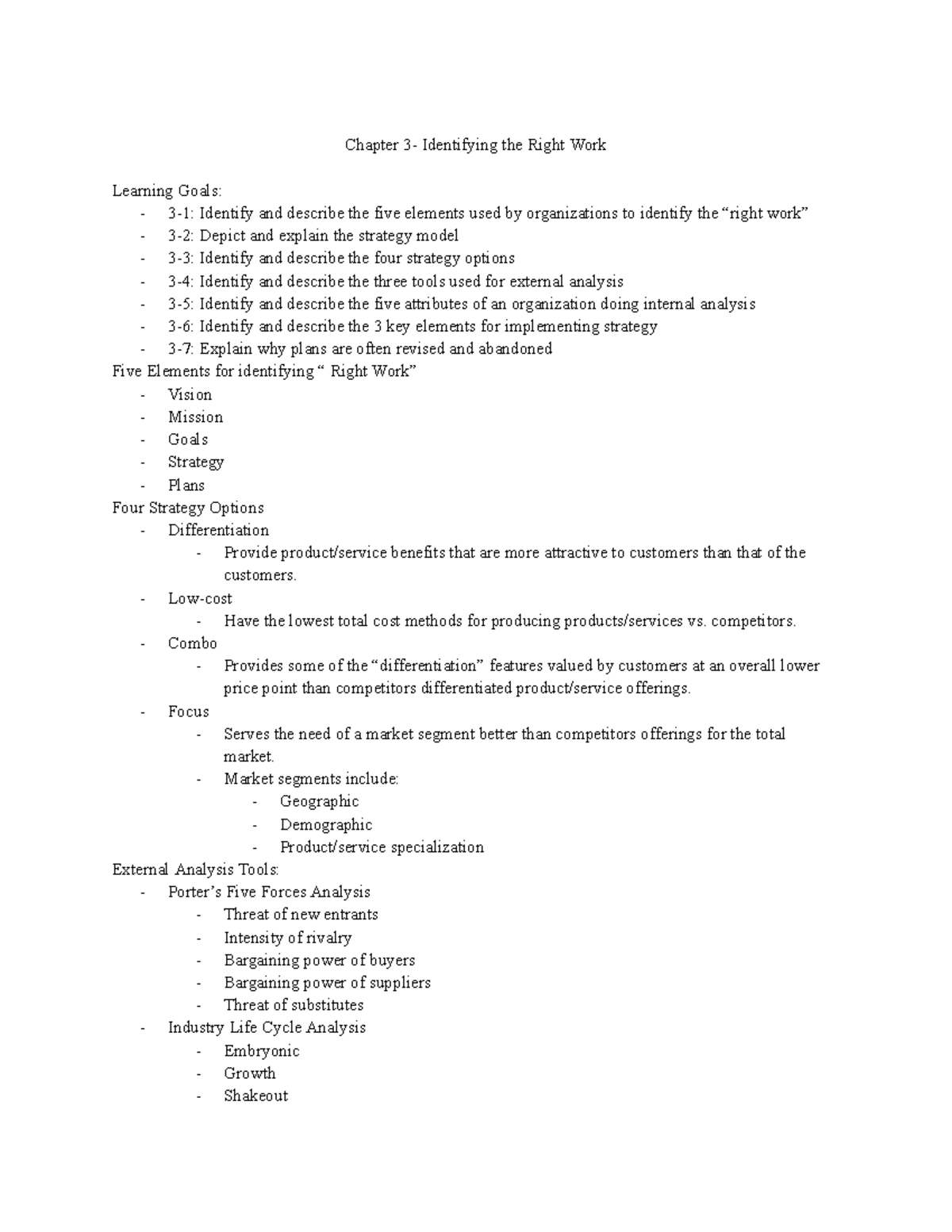 Intro to Management - Chapter 3: Identifying Right Work Strategies ...