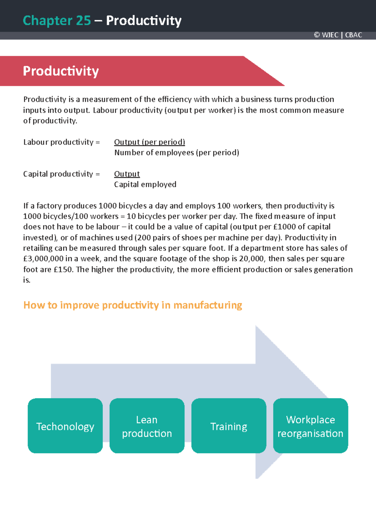 Chapter 25: Understanding Productivity - WJEC CBAC Insights - Studocu