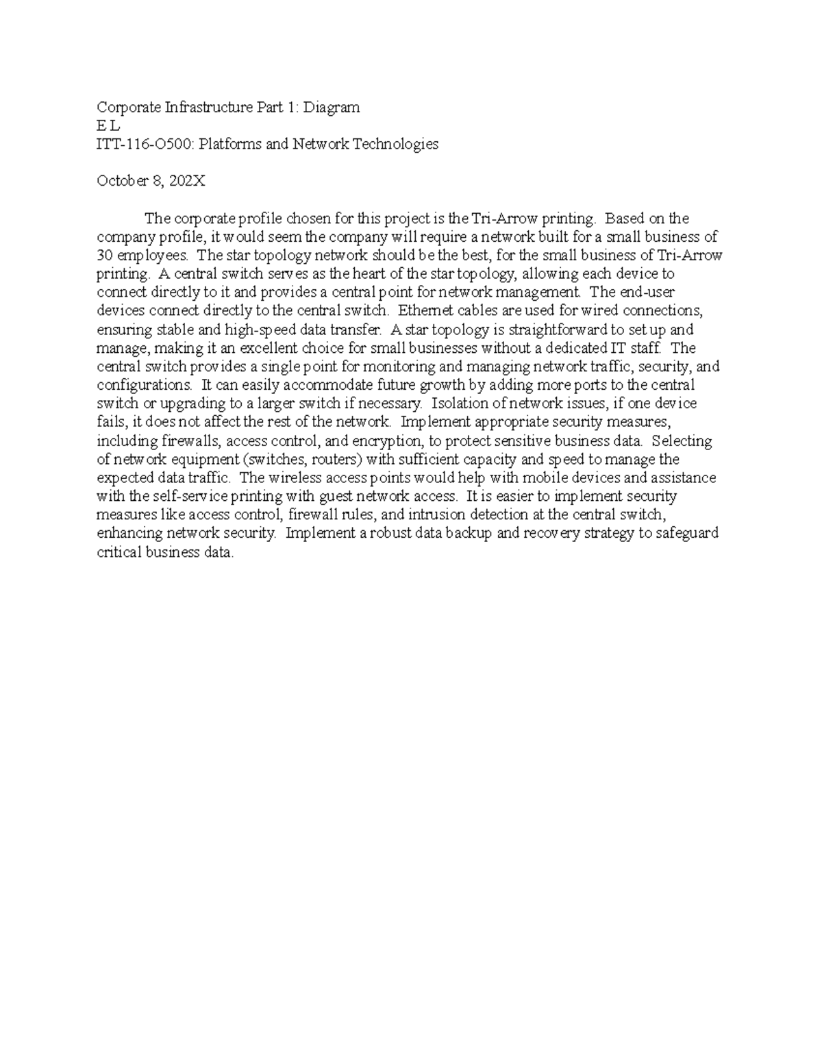 Corporate Infrastructure Part 1 Diagram - ITT-116-O500 Network Setup - Studocu