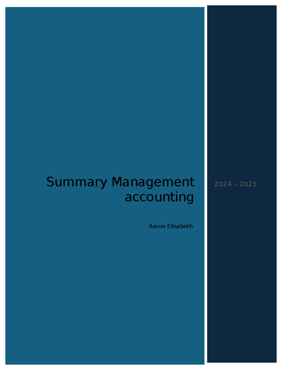 Summary of Management Accounting Lectures MA 2024-2025 - Studocu
