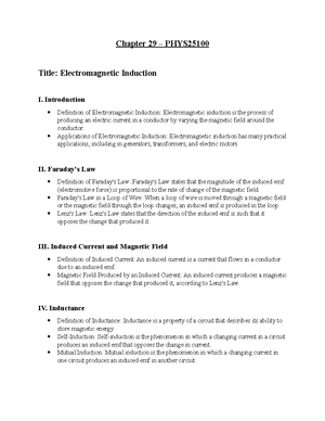 Electromagnetic Induction - Study Notes & Assignments - Studocu