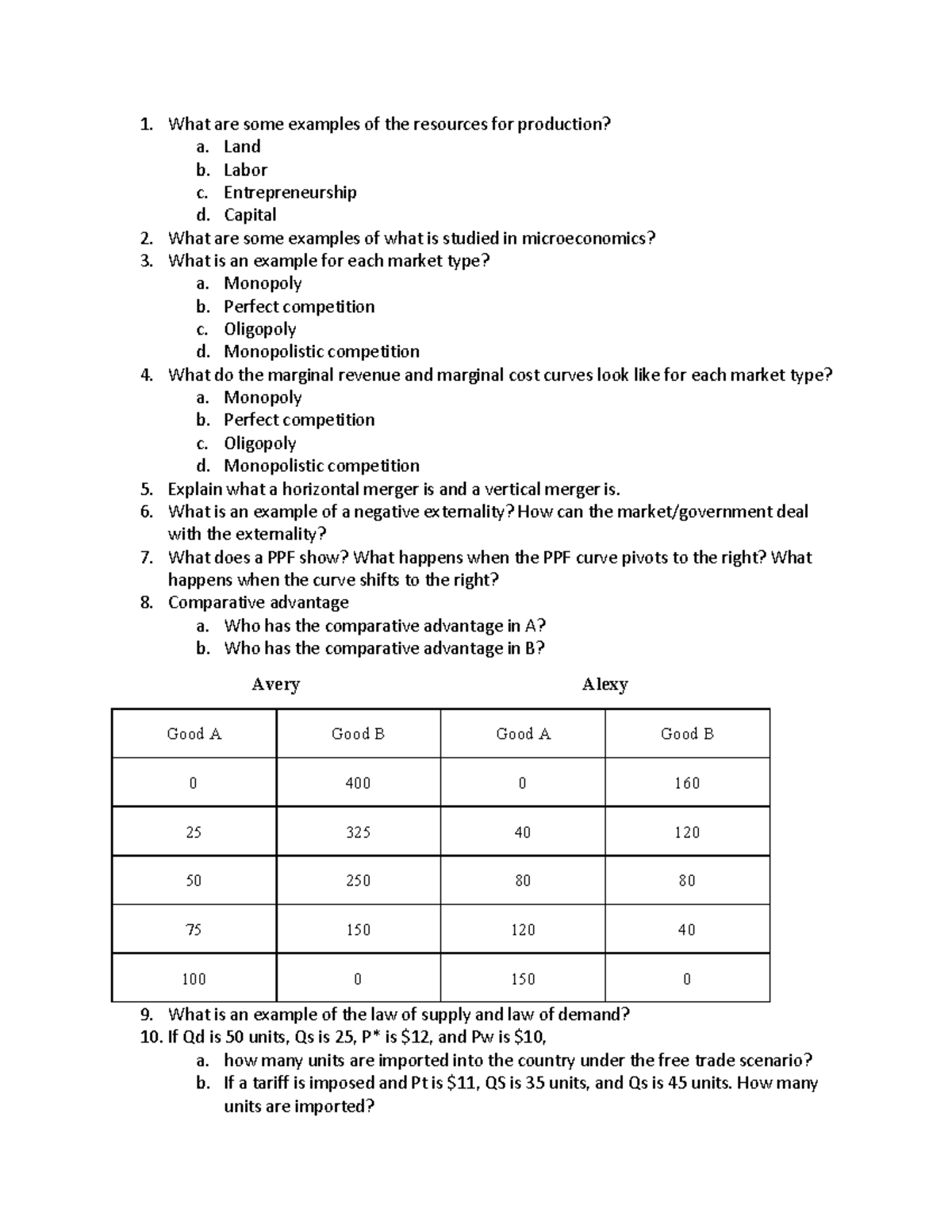 Microeconomics Study Guide: Key Concepts & Market Structures - Studocu