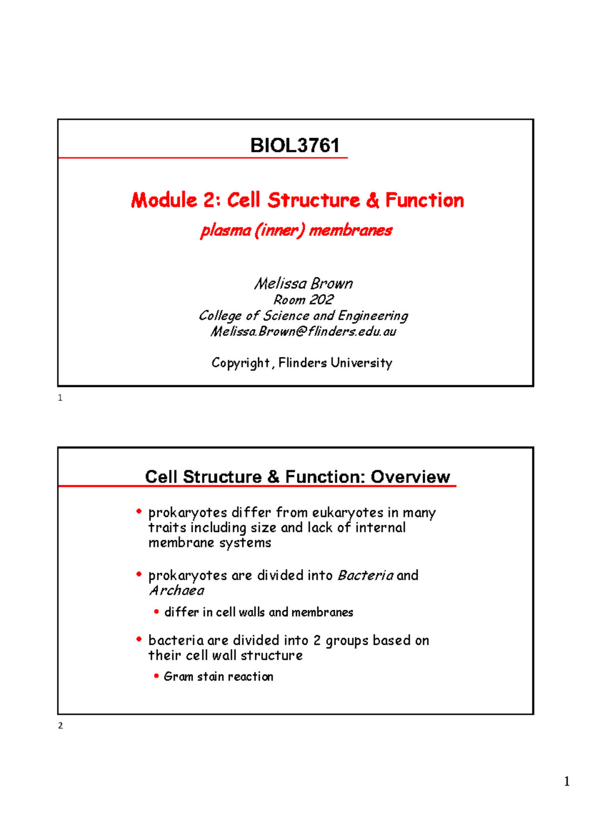 BIOL3761: Cell Structure & Function Lecture Notes - Studocu
