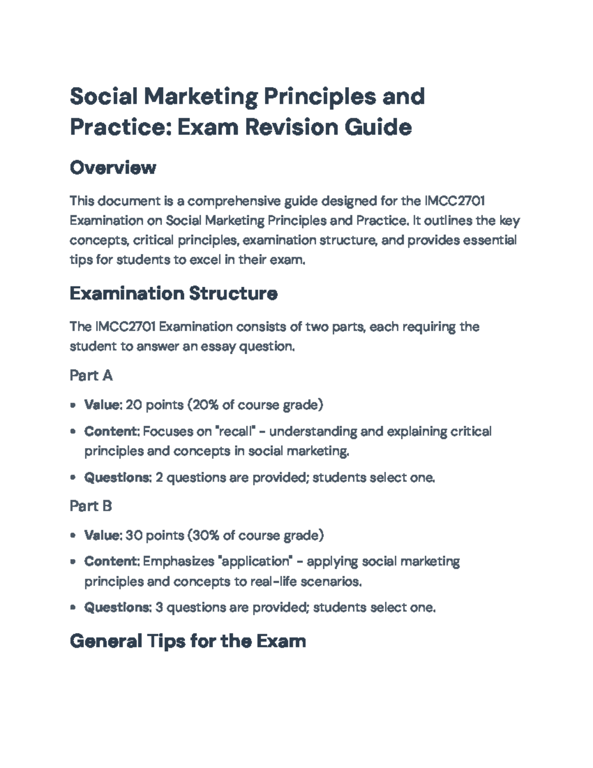 IMCC2701 Social Marketing Principles and Practice: Exam Revision Guide ...