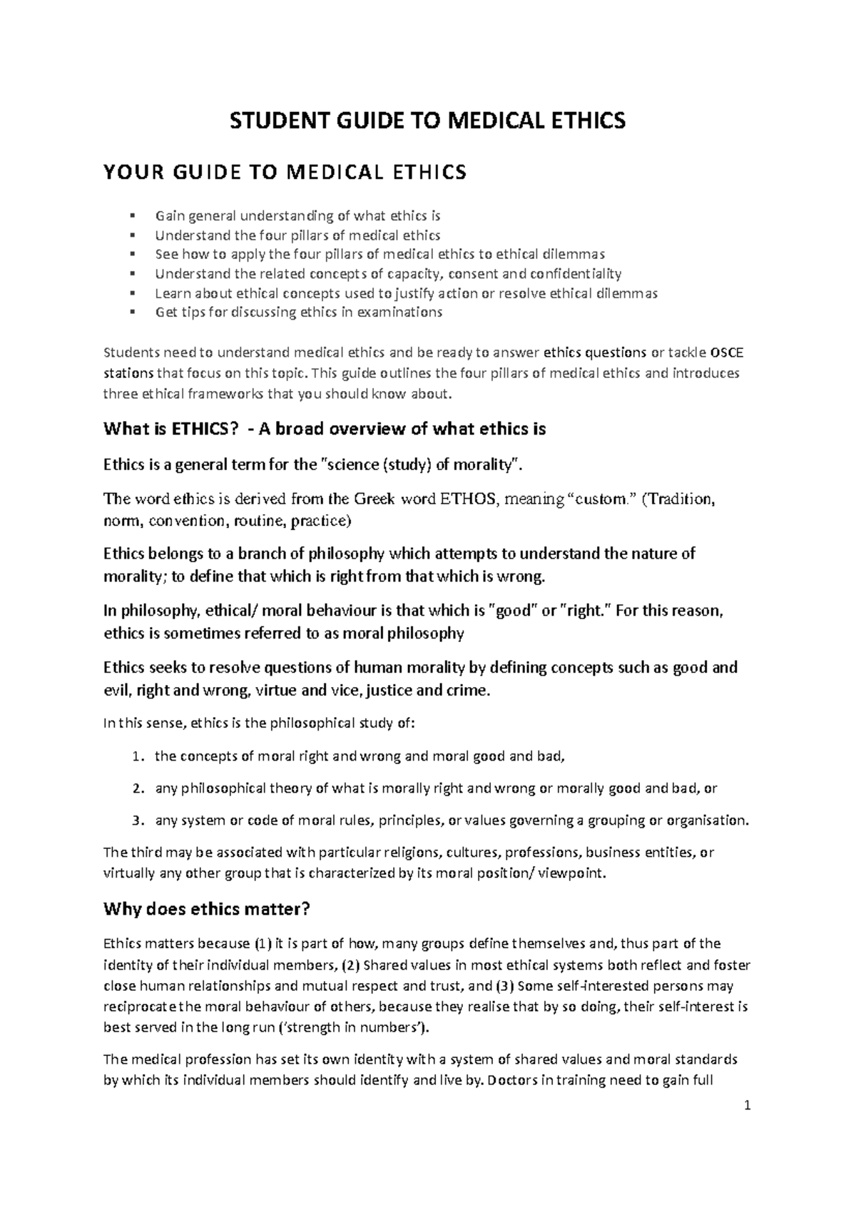 Medical Ethics Guide for Students: Understanding Key Principles - Studocu