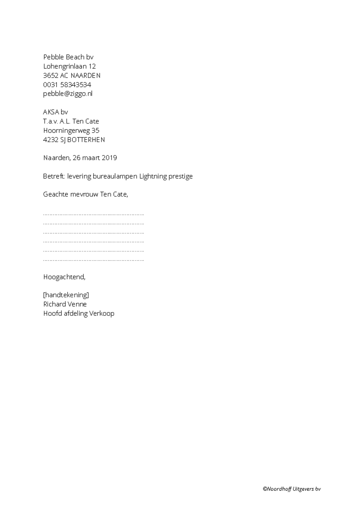 Voorbeeldbrief met formele indeling - zakelijke brief of e-mail ...