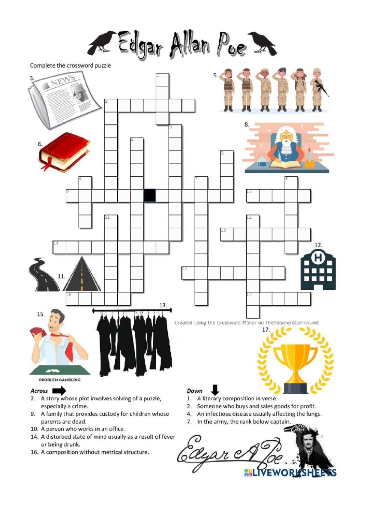 Edgar Allan Poe Biography Crossword Puzzle Activity - Studocu