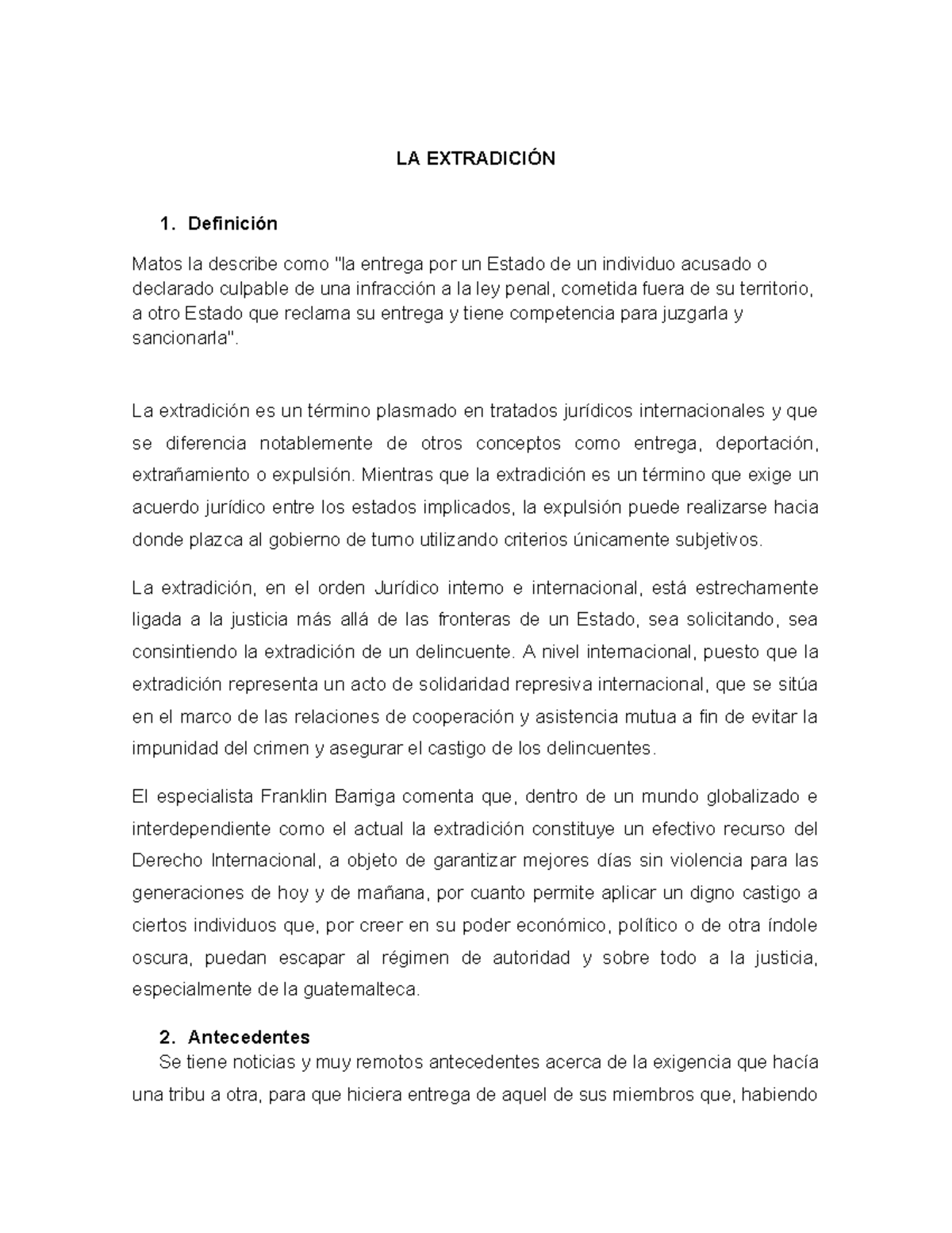 LA EXTRADICIÓN: Definición, Antecedentes y Principios Jurídicos - Studocu