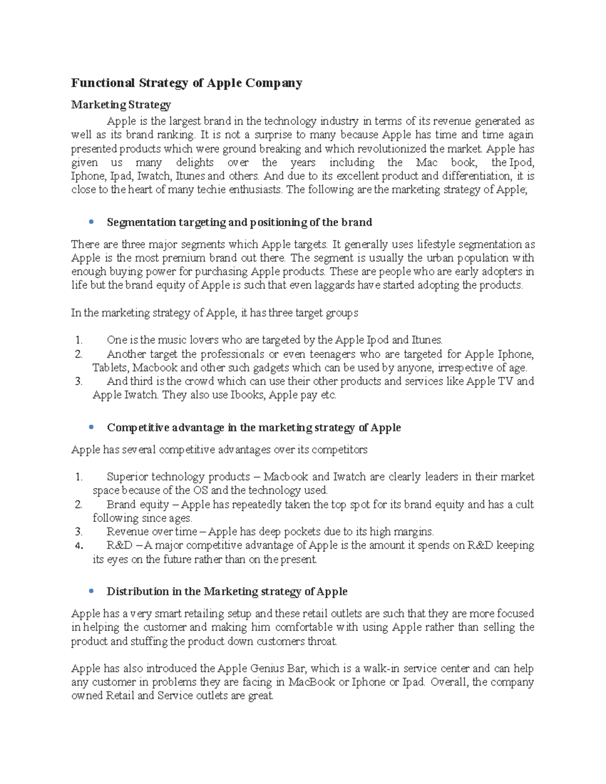 Marketing and Manufacturing Strategies of Apple Inc. - Studocu